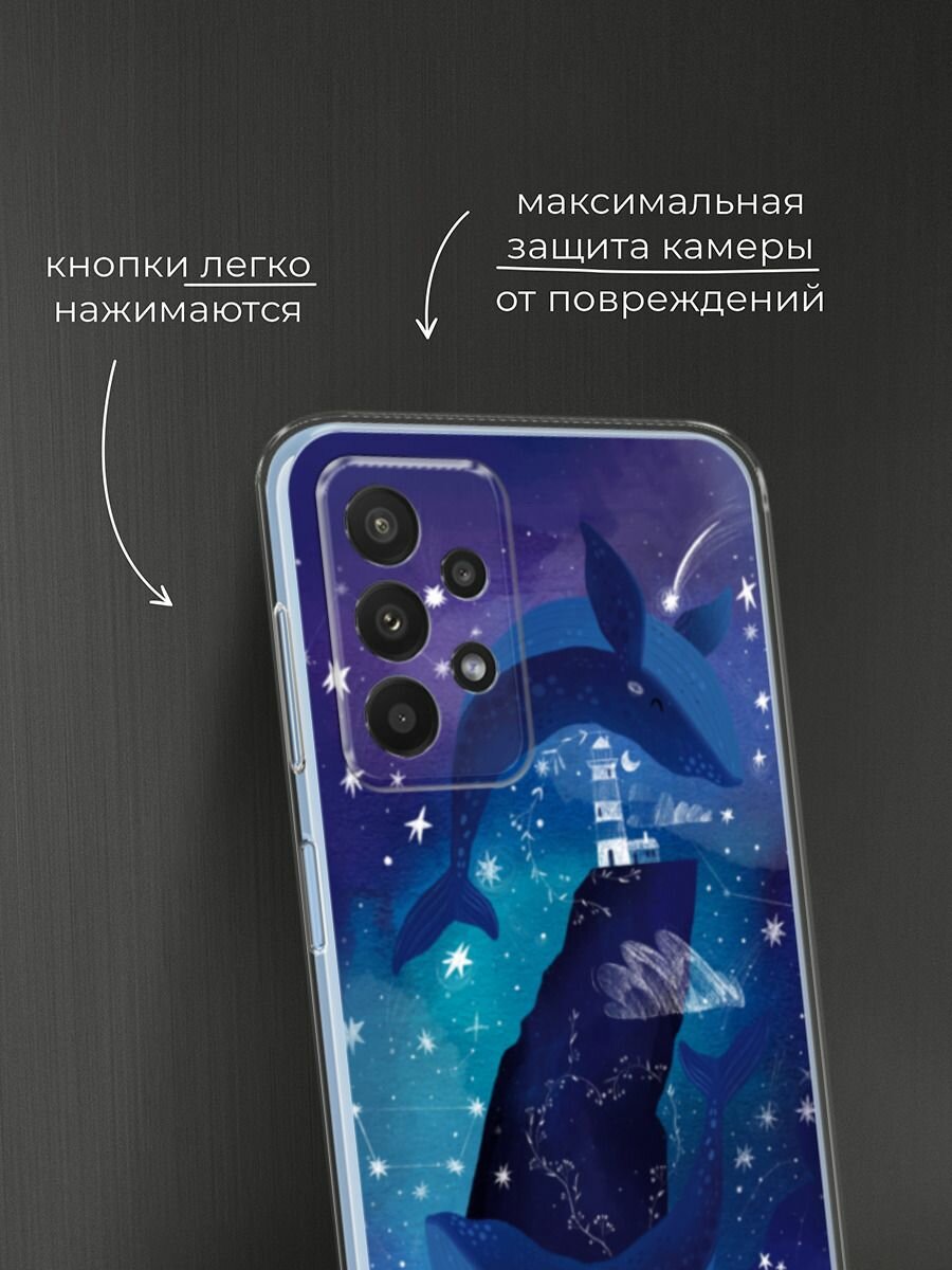 Чехол на Samsung Galaxy A23 / Самсунг Галакси А23 с принтом "Ночные киты" — фото 1