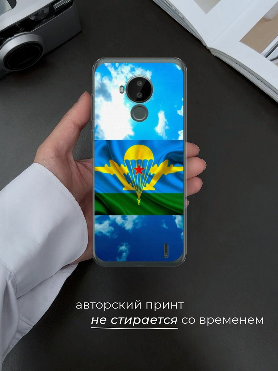 Чехол на Nokia C30 / Нокия C30 с принтом "ВДВ флаг в небесах" — фото 1