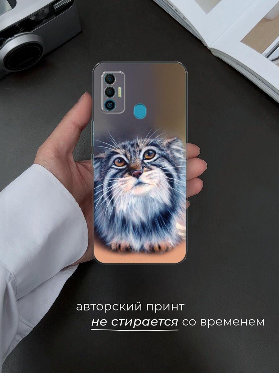 Чехол на Tecno Spark 7 / Техно Спарк 7 с принтом "Кот манул 2" — фото 1