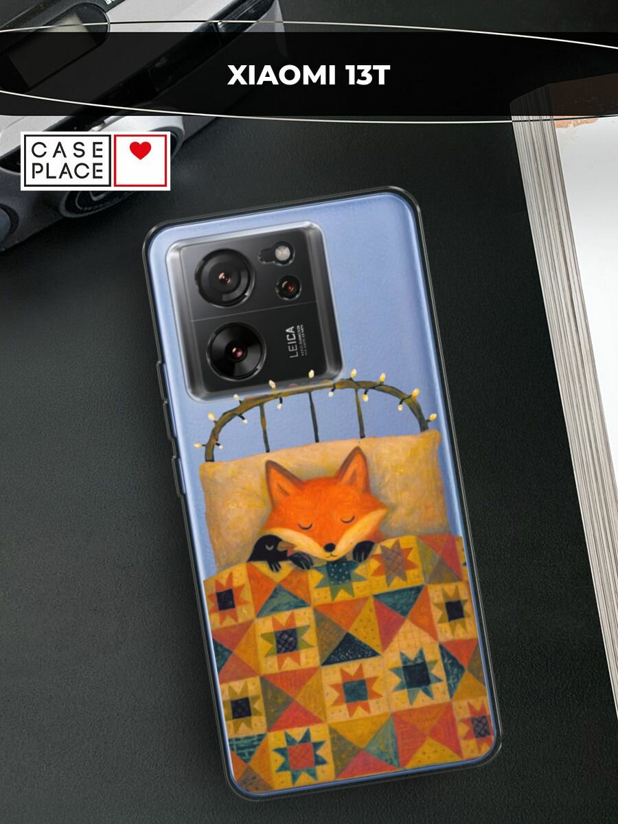 Чехол на Xiaomi 13T / Сяоми 13T с принтом "Лисичка спит", прозрачный