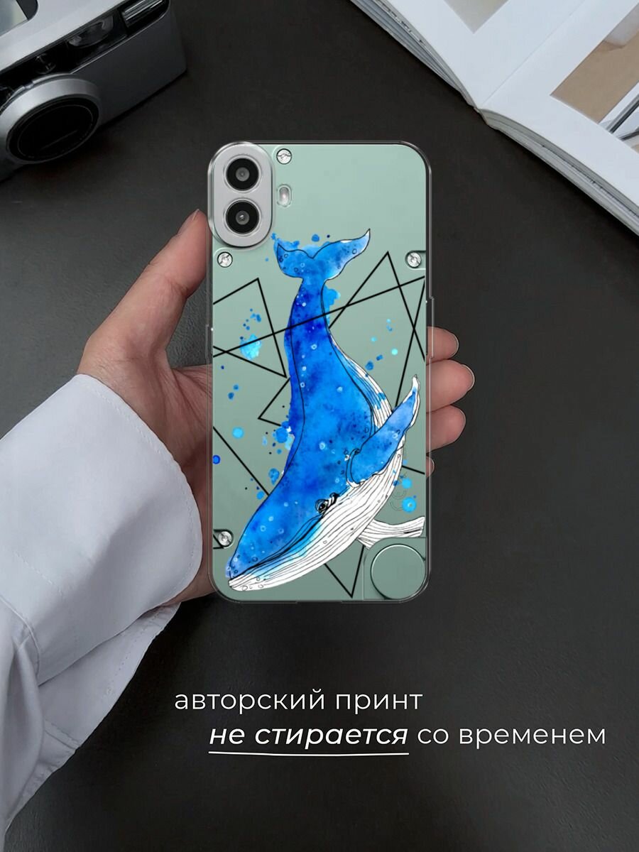 Чехол на CMF Phone 1 / CMF Фон 1 с принтом "Кит графика", прозрачный — фото 1