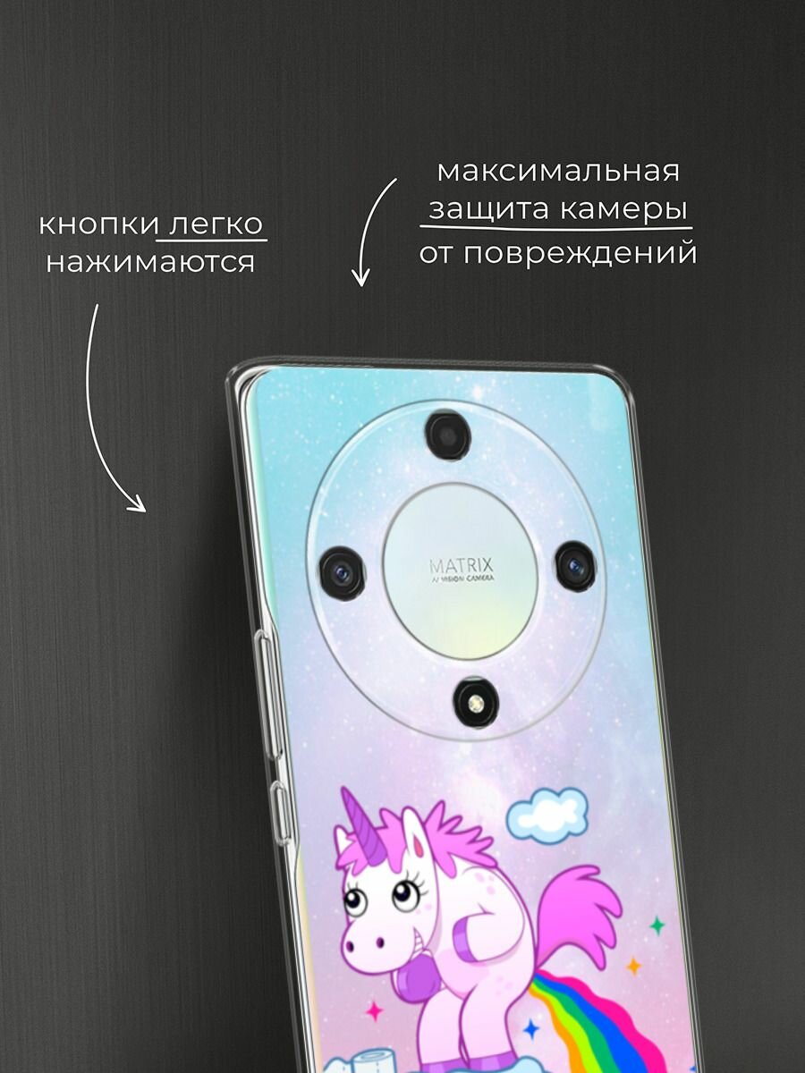 Силиконовый чехол на Honor X9A / Хонор X9A с принтом "Единорог какает" — фото 1