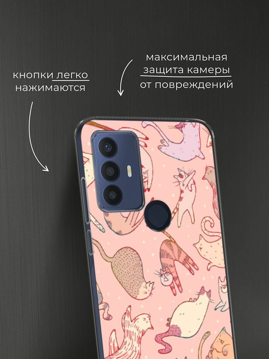 Чехол на TCL 30E/30 SE/305/306 / ТСЛ 30E с принтом "Розовое счастье" — фото 1