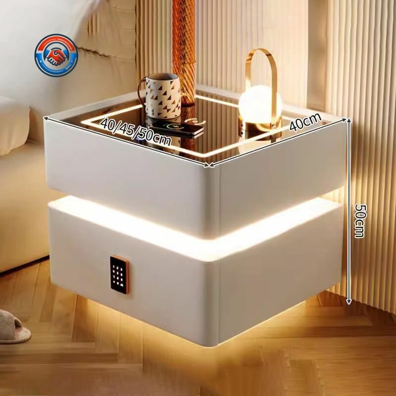 Умная подвесная прикроватная тумбочка с беспроводной зарядкой, LED-подсветкой и эффектом парения, стильная навесная тумба для спальни в духе минимализма