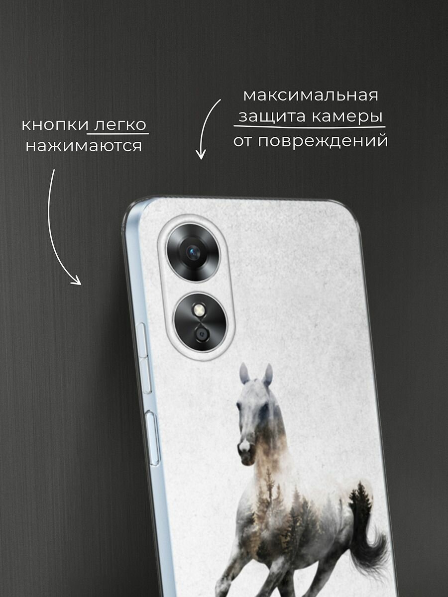 Силиконовый чехол на Oppo A17 / Оппо A17 с принтом "Лошадь лес" — фото 1