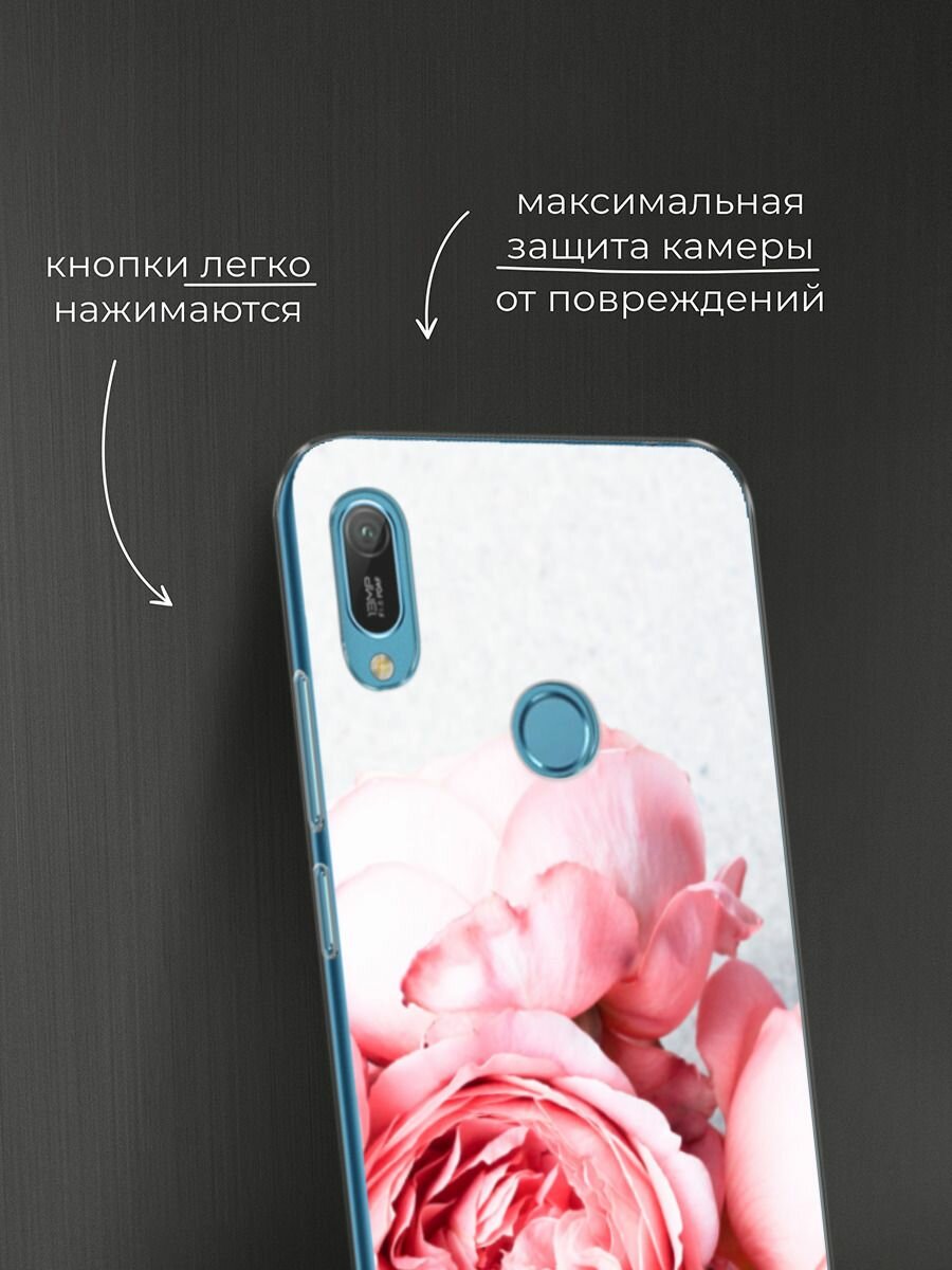 Чехол на Honor 8A/8A Pro/Huawei Y6s/Y6 2019 / Хонор 8А с принтом "Пионы на белом" — фото 1