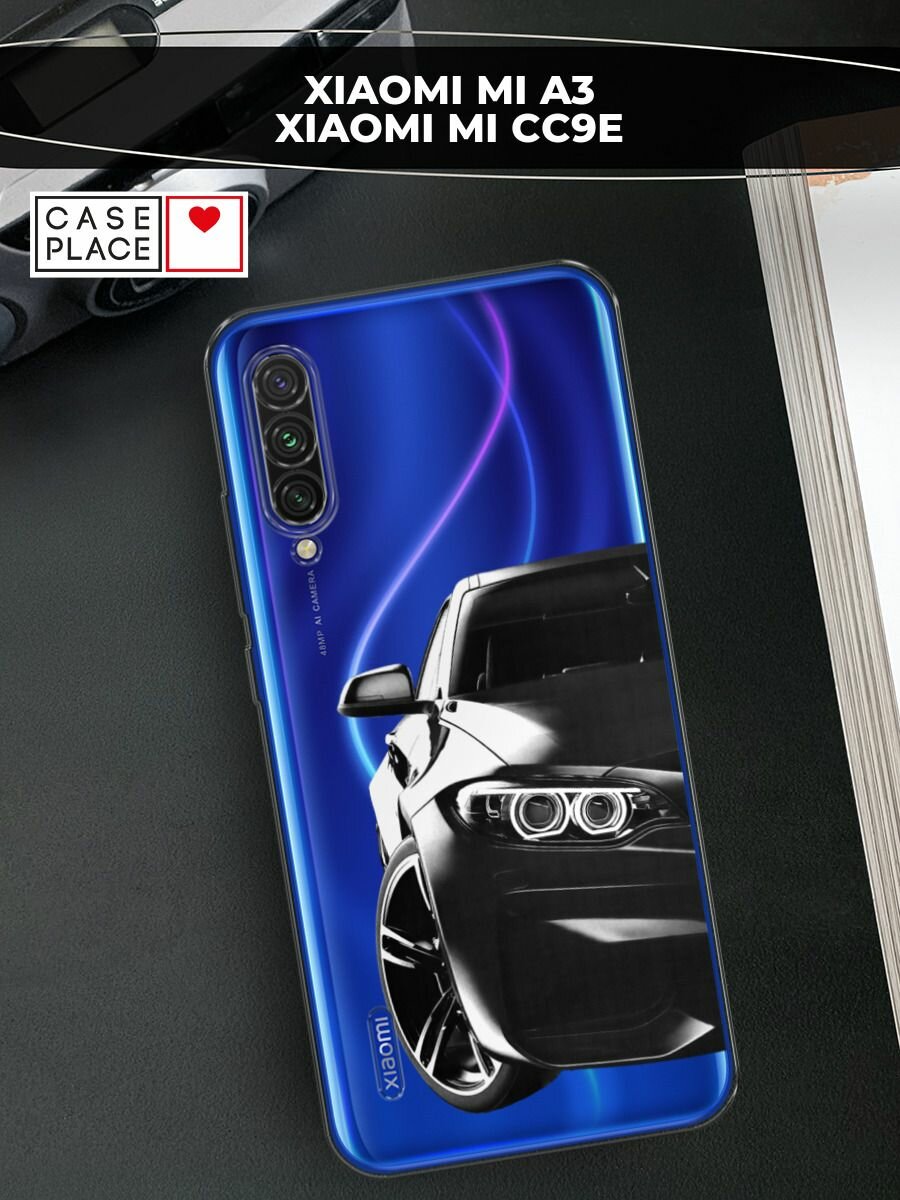 Чехол на Xiaomi Mi CC9E/Mi A3 / Сяоми Mi CC9E/Mi A3 с принтом "Крутая черная машина", прозрачный
