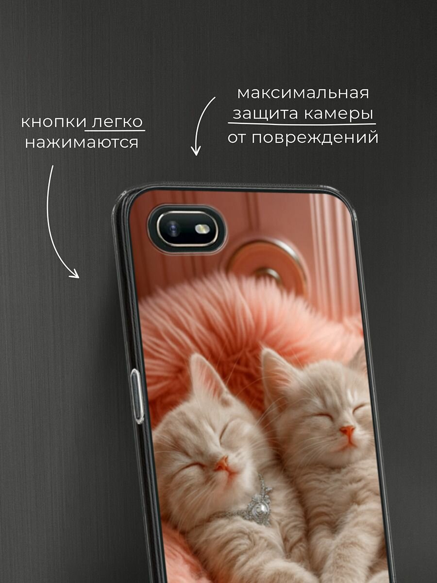 Силиконовый чехол на Oppo A1k / Оппо А1к с принтом "Спящие котики" — фото 1