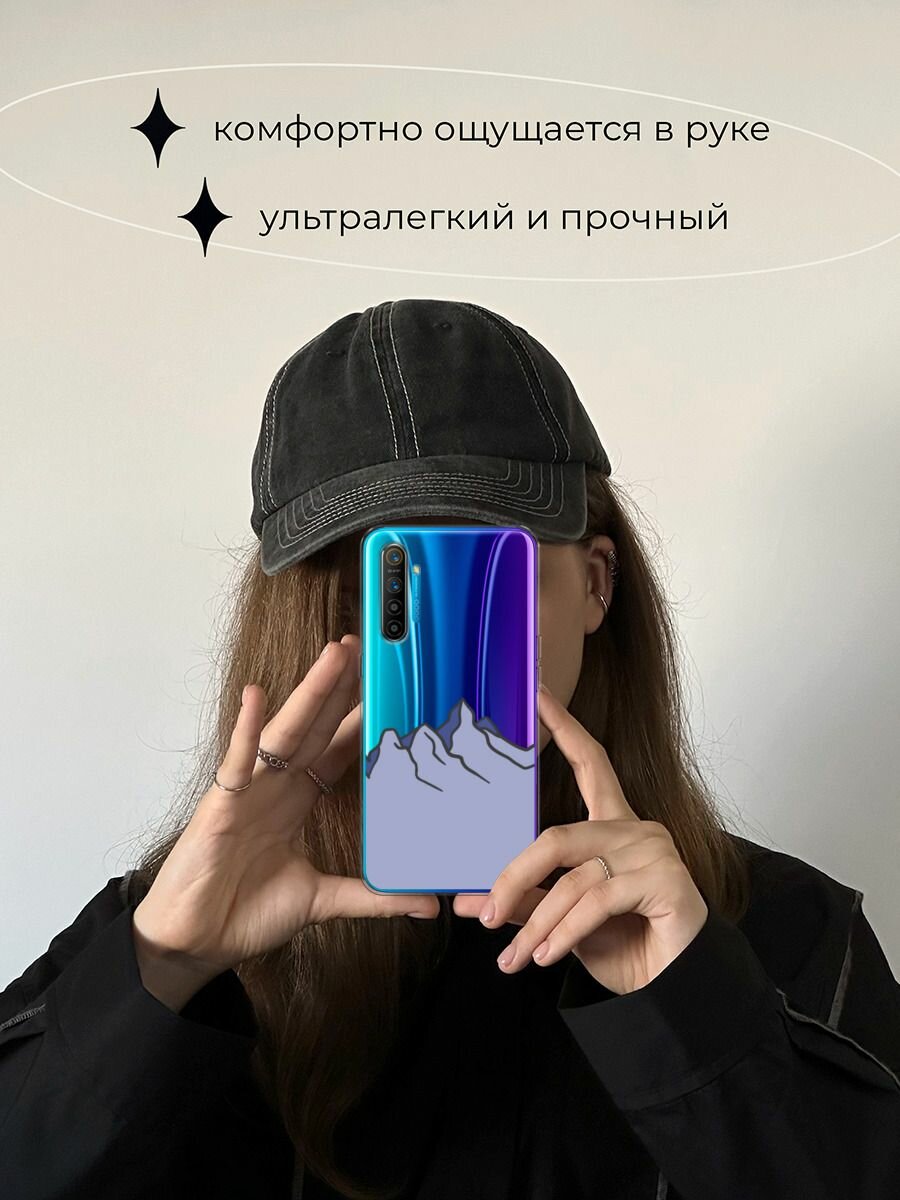 Силиконовый чехол на Realme XT / Реалми XT с принтом "Гора", прозрачный — фото 1
