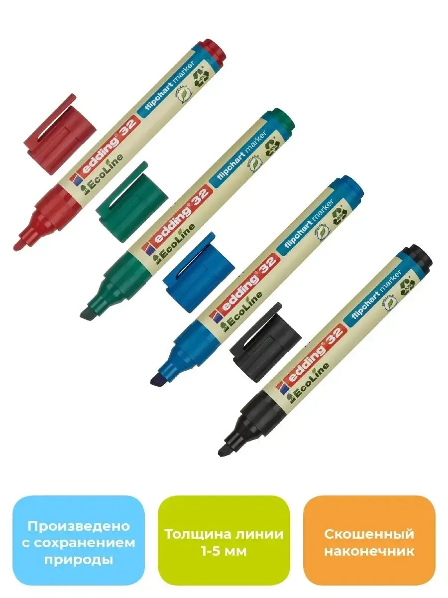 Маркеры для рисования и письма на бумаге для флипчарта, 4 шт