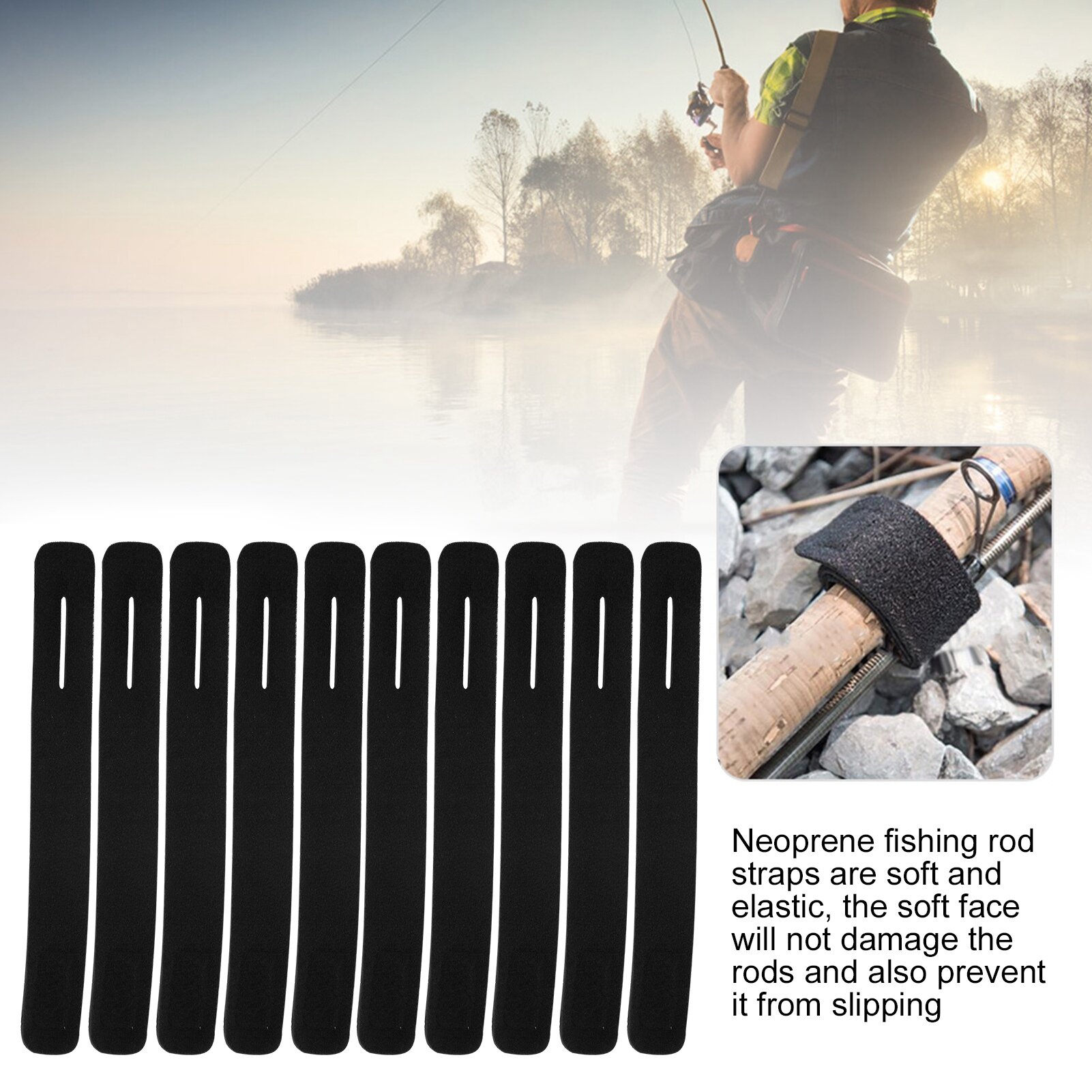 Набор из 10 шт, ремень для крепления удочки, противоскользящий фиксатор для удочки, аксессуар для держателя удочки
