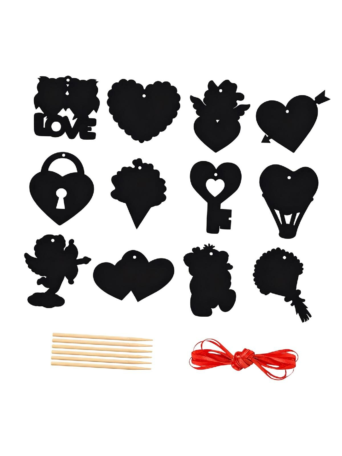 Валентинки, скретч-открытки, открытки для творчества, открытка-сюрприз с подвесной лентой