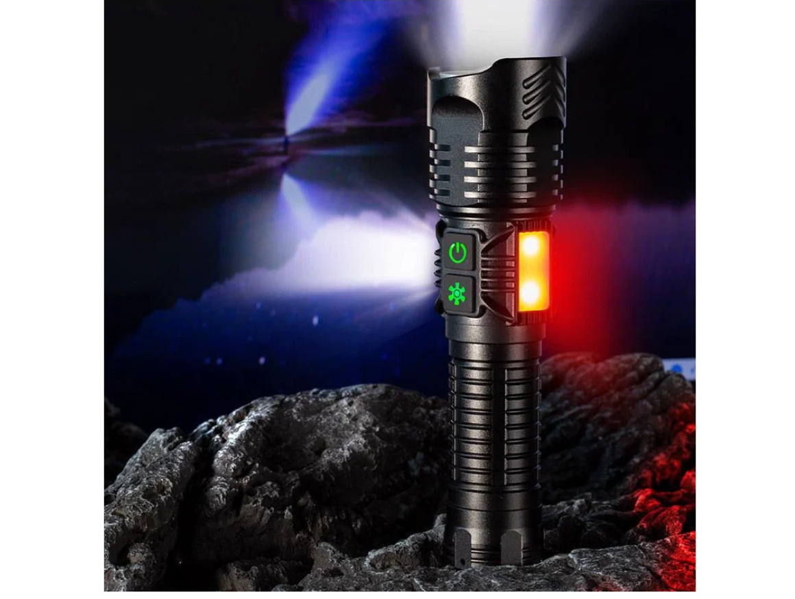 Фонарь LED светодиодный походно-туристический ручной прогулочный аккумуляторный с зумом 8 режимов освещения