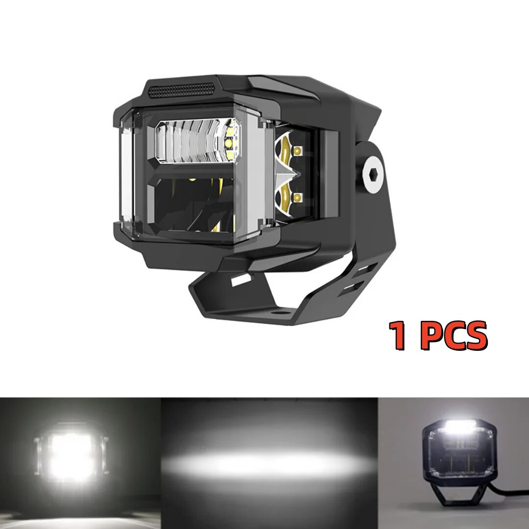 3-дюймовый светодиодный автомобильный рабочий фонарь, трехстороннее освещение, (1 PCS) White