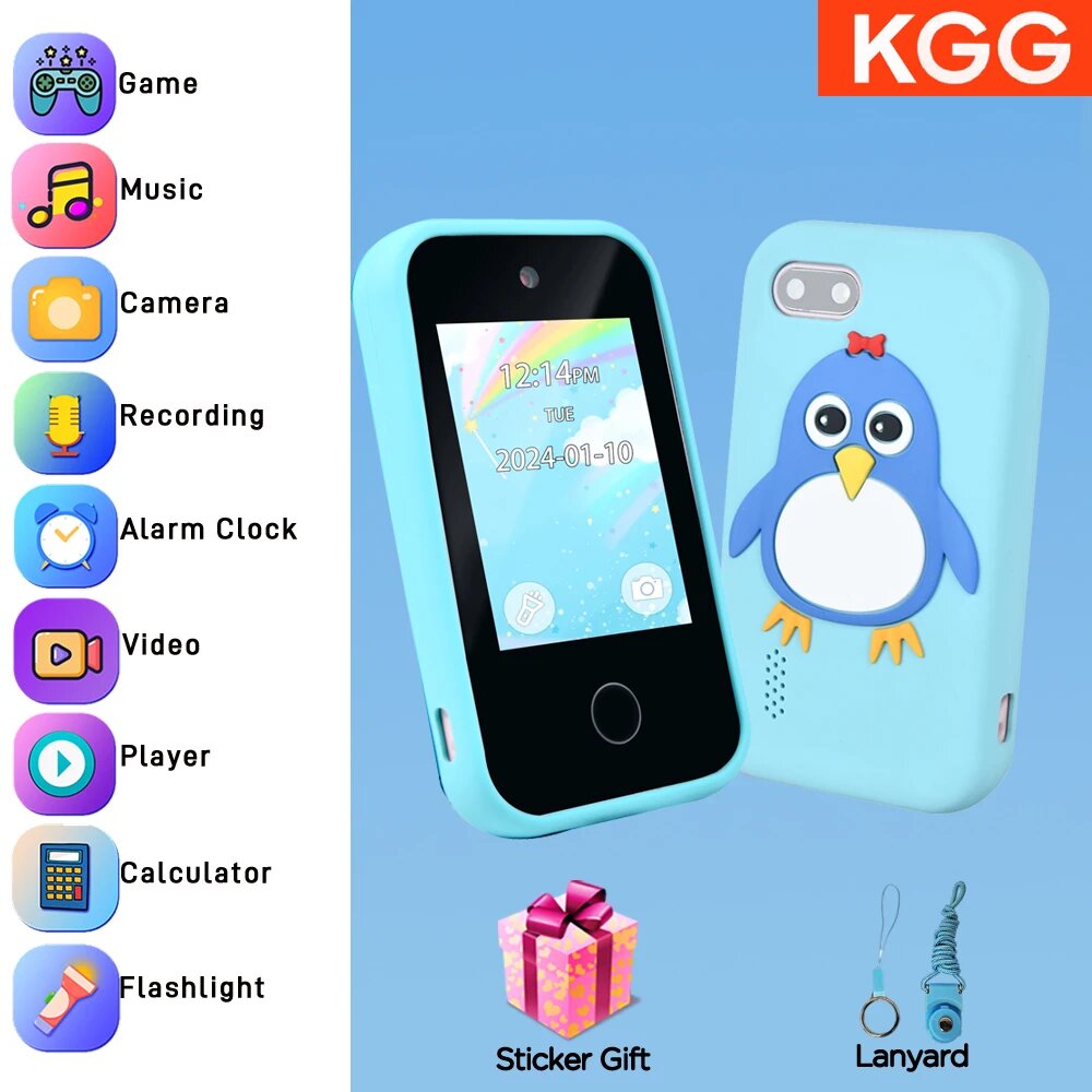 Детский телефон KGG 2.8" голубой с играми