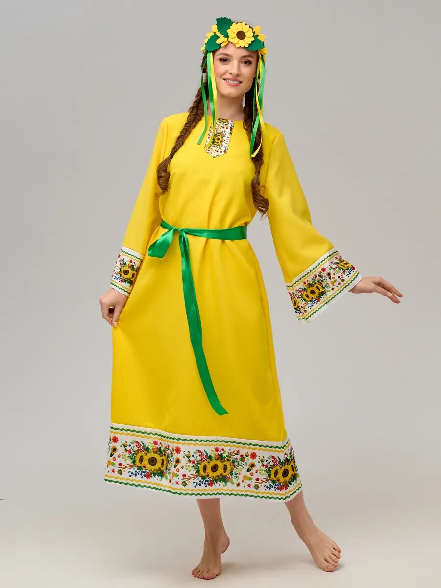 Русский народный костюм платье, желтый, S/M (44-46)