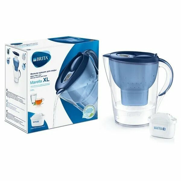 Фильтр для воды кувшин Brita Marella XL 3,5 л Синий+ 1 шт картридж для воды Брита MAXTRA+ Универсальный