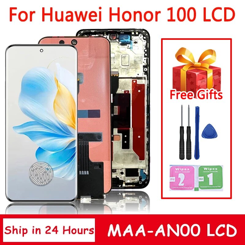 6,7-дюймовый OLED-дисплей для Huawei Honor 100, ЖК-дисплей, дигитайзер сенсорного экрана в сборе, запасные части для Honor 100 MAA-AN00, дисплей Black With Frame