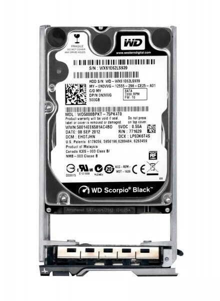Жесткий диск Dell 0N3VVG 500Gb 7200 SATAII 2,5" HDD