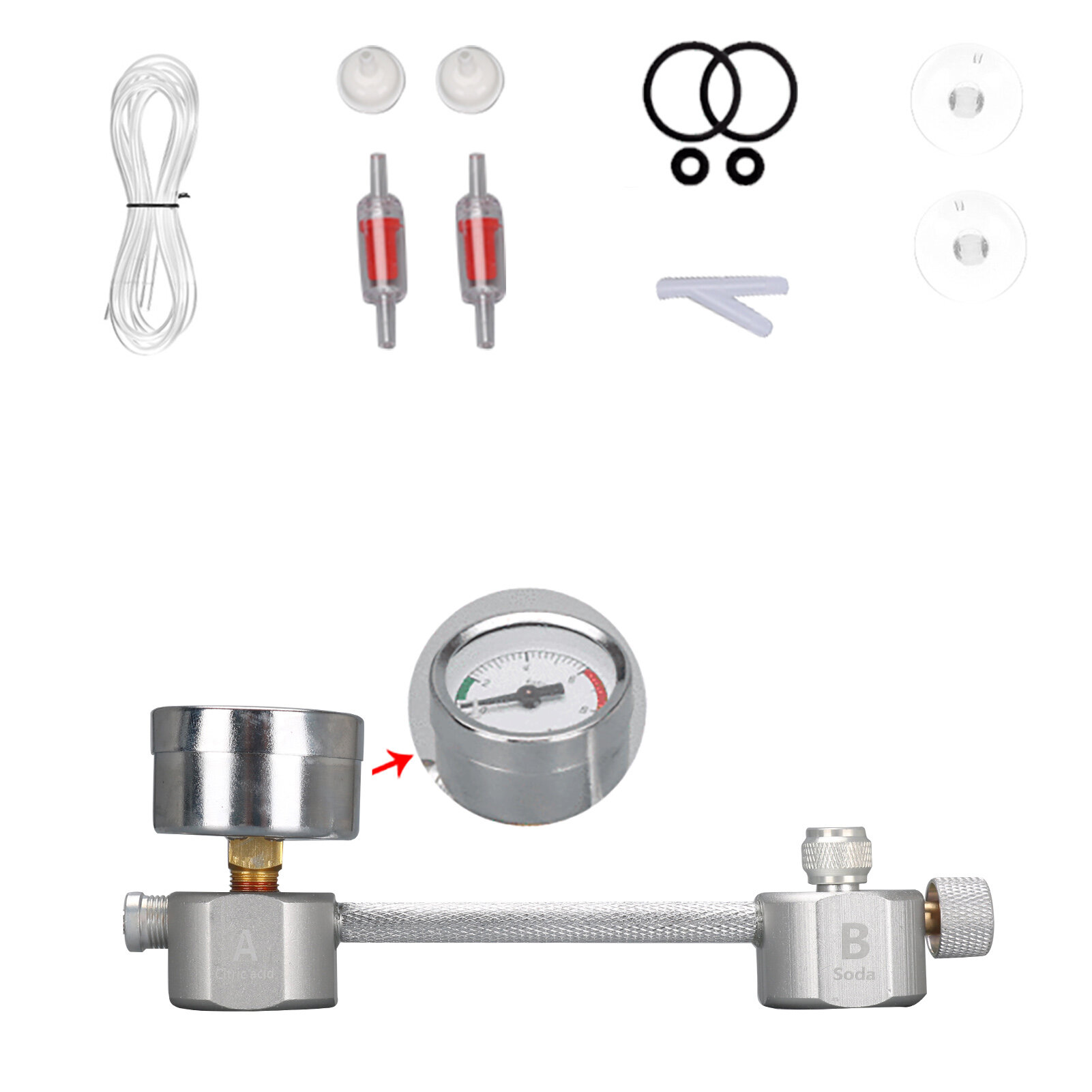 DIY Система Генератора CO2 для Аквариума, Система Генератора Углекислого Гааза, Реактор CO2 для Растений Аквариума, Основной Материал: Алюминиевый Сплав, Основной Цвет: Серебристый, 3 Типа: Система Генератора CO2 / Система Генератора CO2 + Пульсометр с