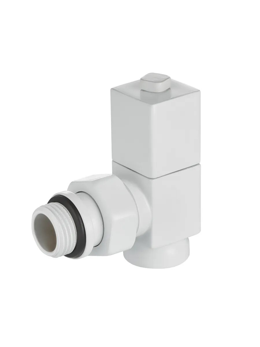 Набор дизайн-вентилей CUBE, угловой (белый) 1/2