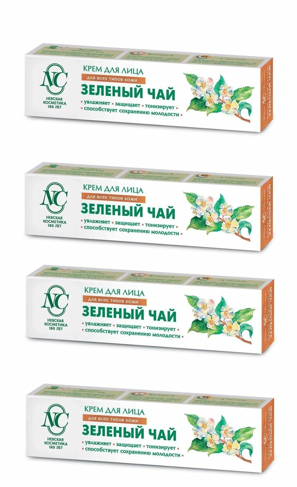 Крем для лица Невская Косметика, Зелёный чай, 40 мл, 4шт