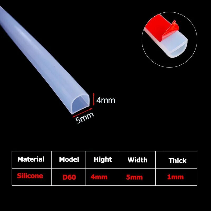 Д-образная силиконовая уплотнительная лента для дверей и окон 2Meter, D60