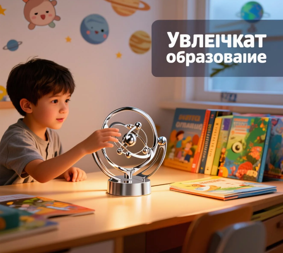 Маятник "Вечный двигатель земли", от батареек, серебристый, 23,5х10,5 см