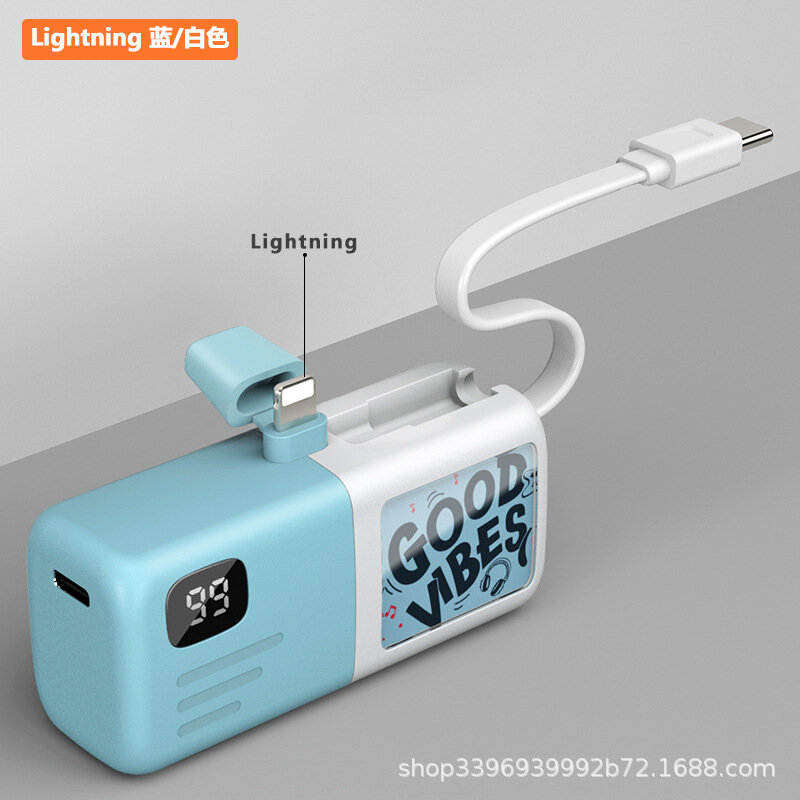 Блок питания "Mini Mobile Power Factory", 5000mAh, быстрая зарядка, кабель mini Type-C, синий/белый