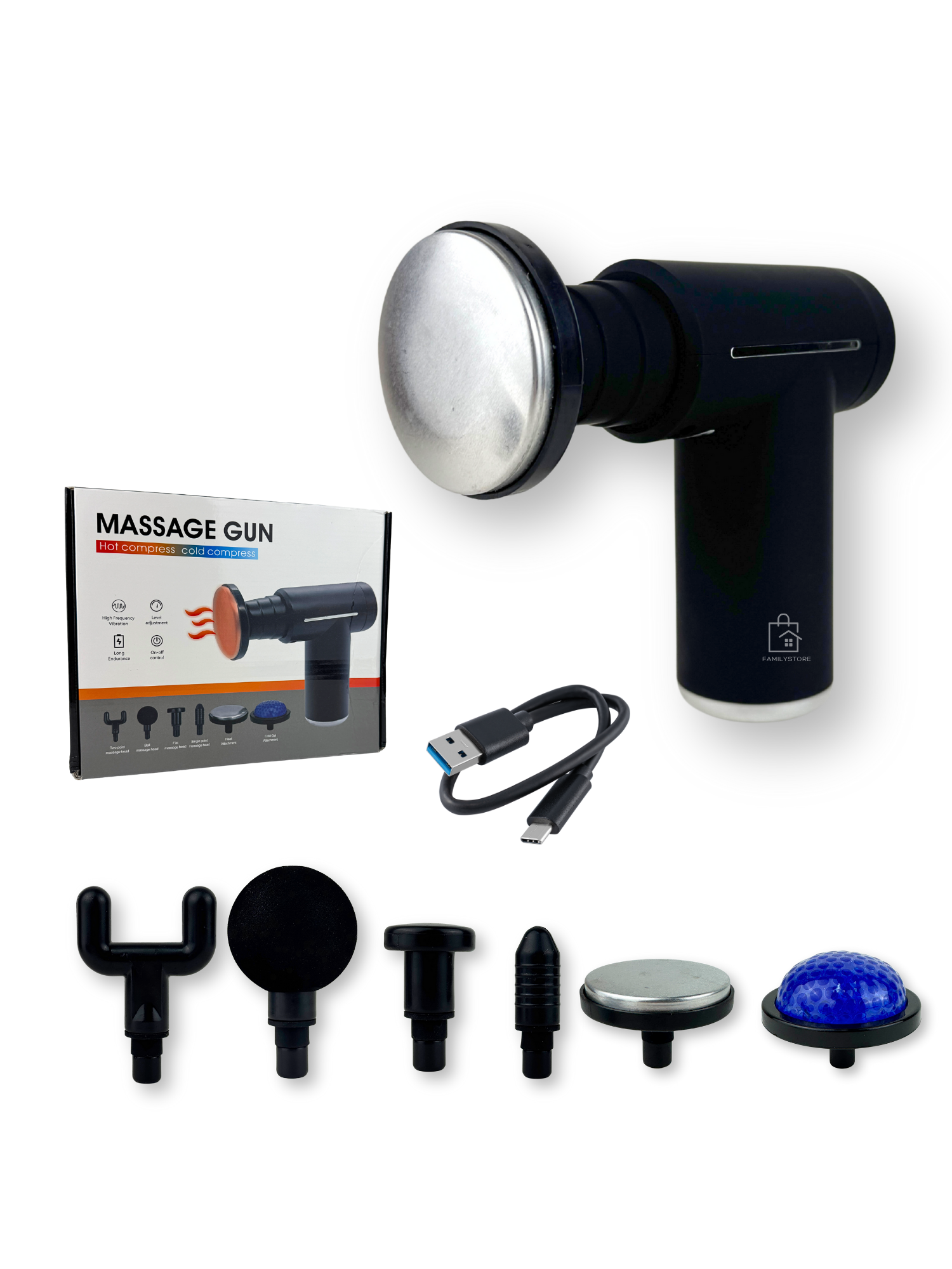 Массажер перкуссионный пистолет, для шеи и спины, с подогревом и охлаждением