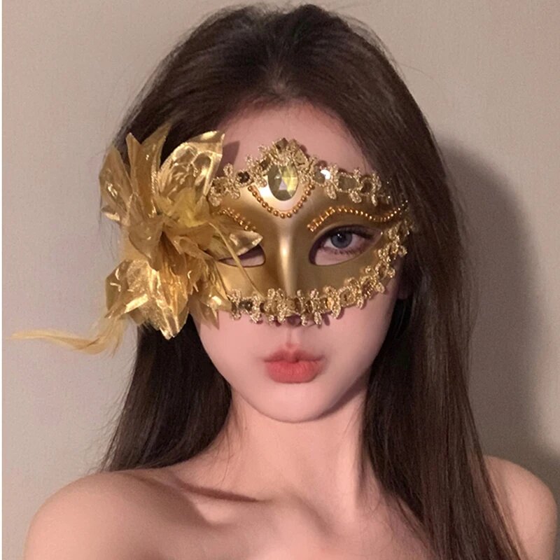 Красная, Розовая, Серебряная Танцевальная Вечеринка, Венецианская Маска, Перья, Цветок, Свадебный Карнавальный Костюм