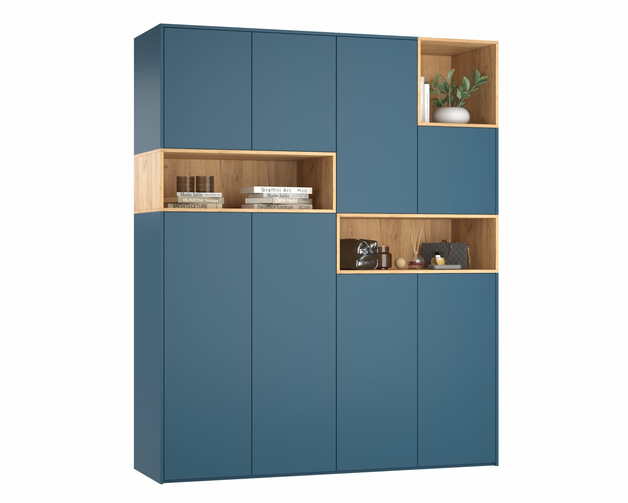 Шкаф распашной для одежды "Рокки 19" 180х220х52 Альби Полуночно-синий / Дуб крафт золотой