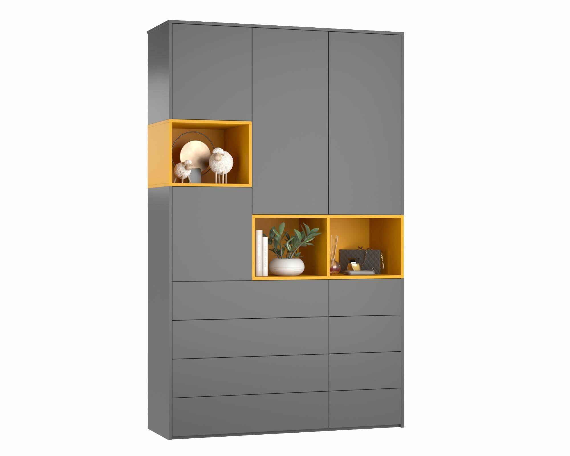 Шкаф распашной для одежды "Рокки 17" 135х220х45 Серый графит / Солнечный свет