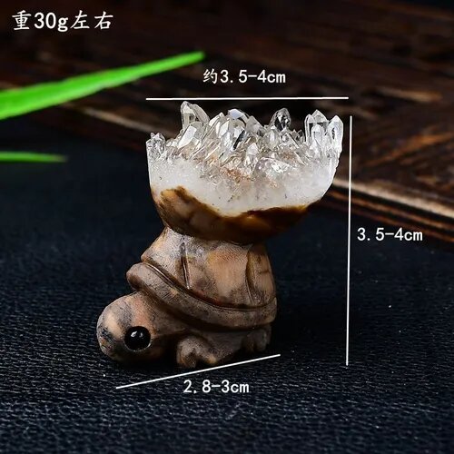 Уникальная фигурка Черепахи из горного хрусталя Ручная работа /3.5см /Талисман мудрости и долголетия