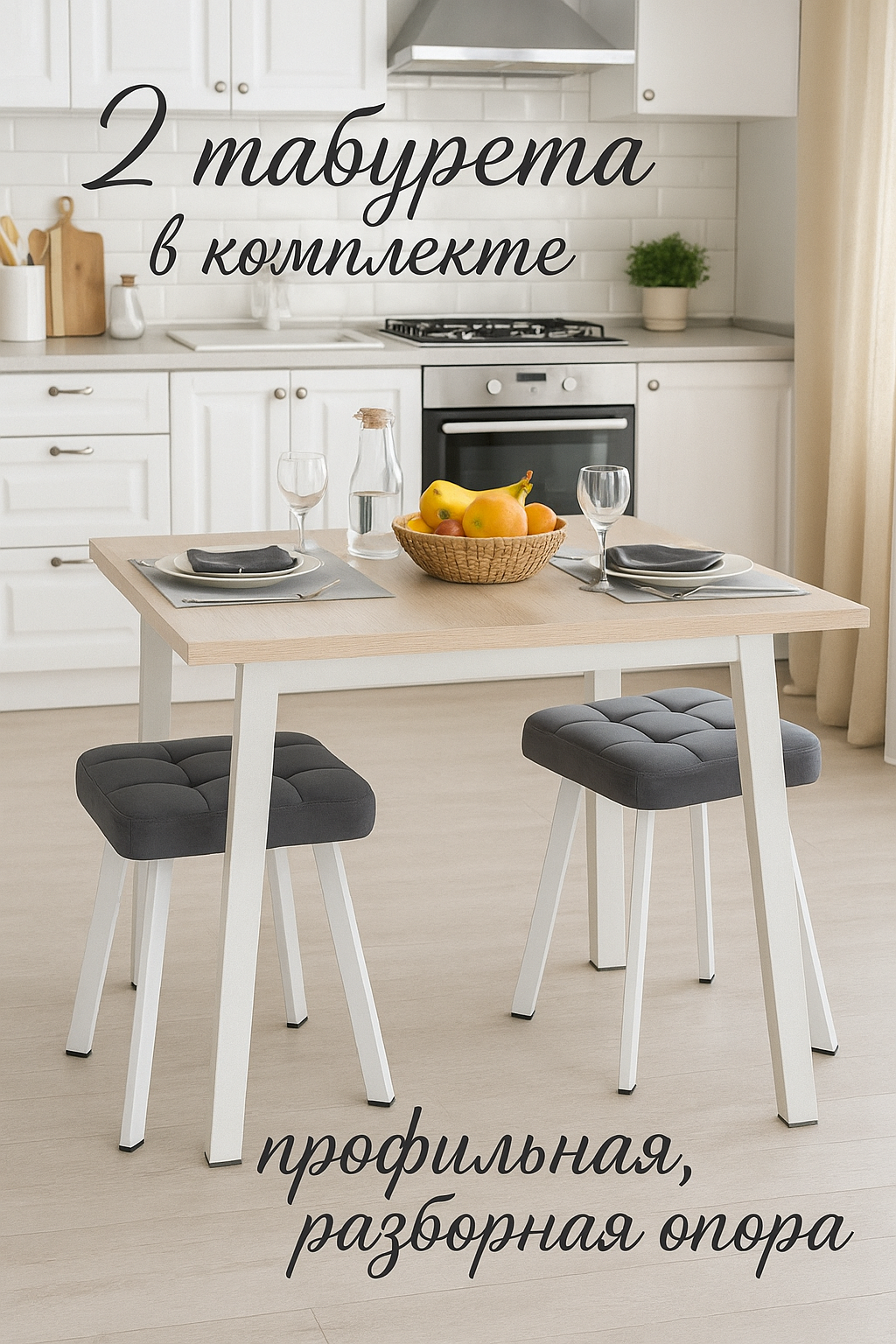 Табуреты Harmony Style "Лофт" для кухни, мягкие, антивандальные, квадратные, разборные