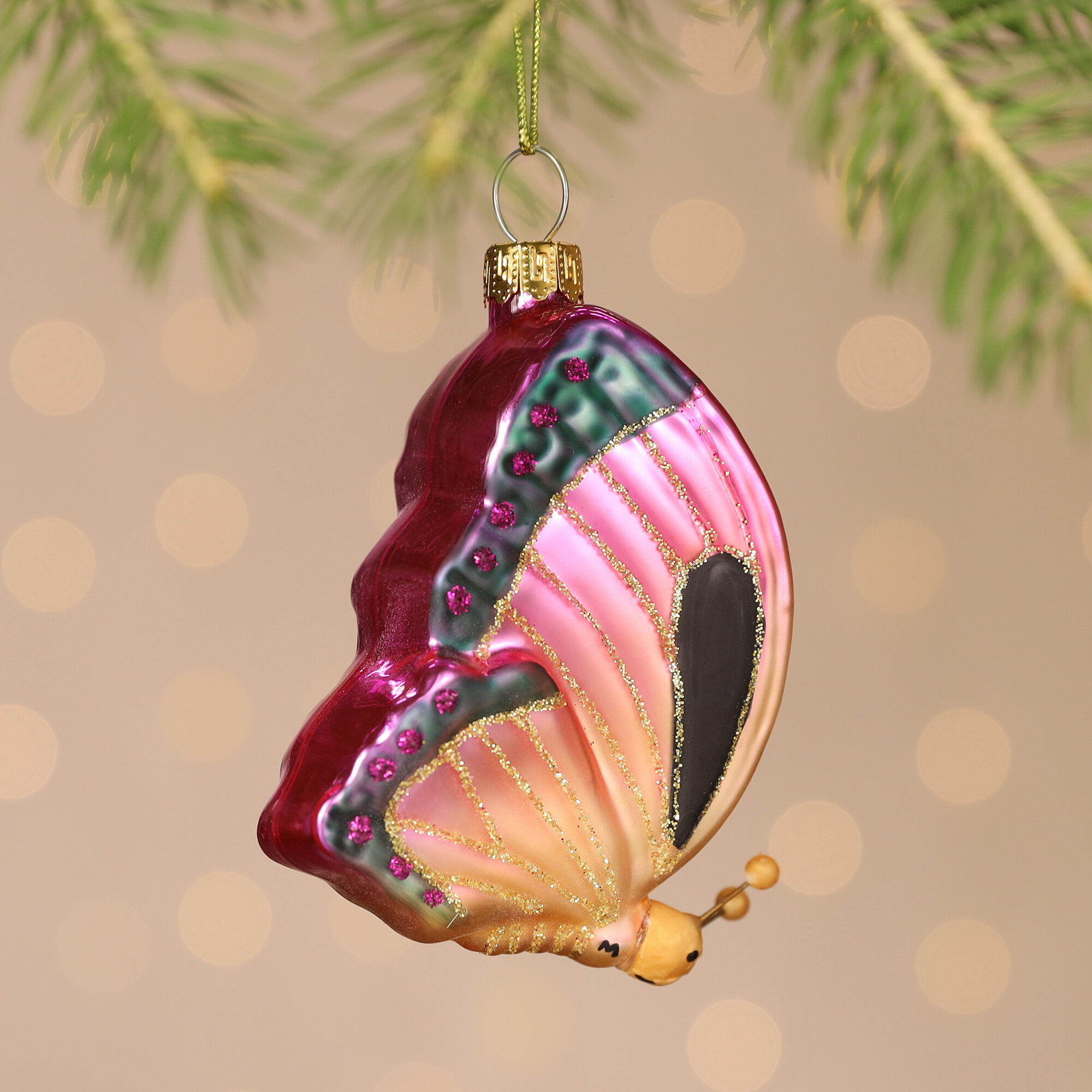 Елочная игрушка Бабочка - Dolni Berouni 12 см, подвеска, стекло, Winter Deco, 4070132