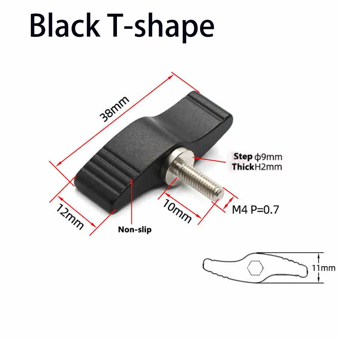 Регулируемые винты с накатанной ручкой M4 M5 M6 M8 M8 x 30mm, Black T-shape