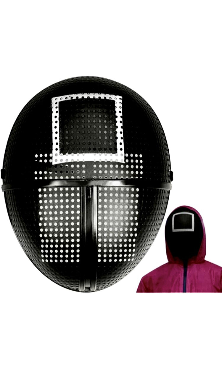 Карнавальная маска в стиле Игра в Кальмара белый квадрат, черная