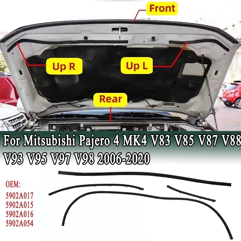 4 шт. резиновое уплотнение капота для Mitsubishi Pajero Montero Shogun 4 MK4 V83 V85 V87 V88 V93 V95 V97 V98 2006-2020