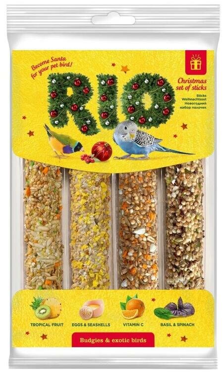 RIO 8 шт по 4х45 г Новогодний набор палочек для волнистых попугайчиков и экзотических птиц