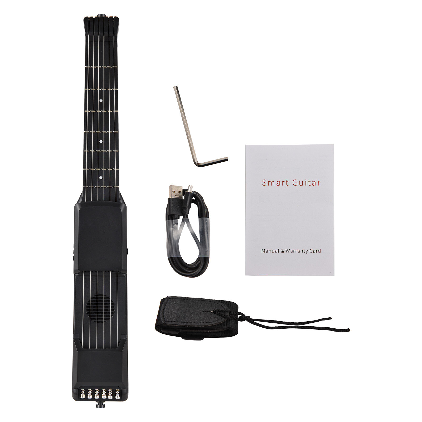 7 Frets Smart Electric Guitar Silent Practice Digital Tuner Metronome Function Pocket Portable Folk MIDI Multifunctional with Capo for Beginners Travel Small