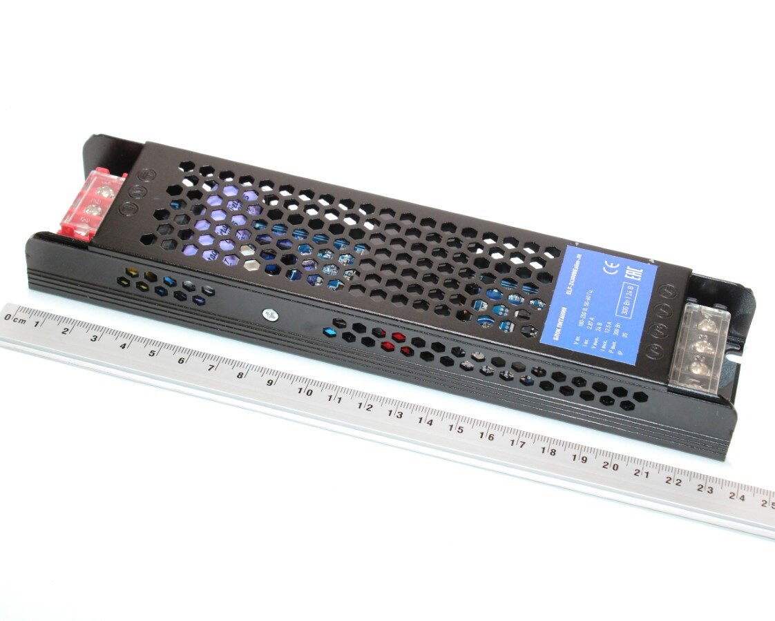 24V, 300W, 12.5A, 198-242VAC ELF-24300BEslim+adj, Модуль питания сетевой (блок питания с винтами), ELF, С подстроечным р