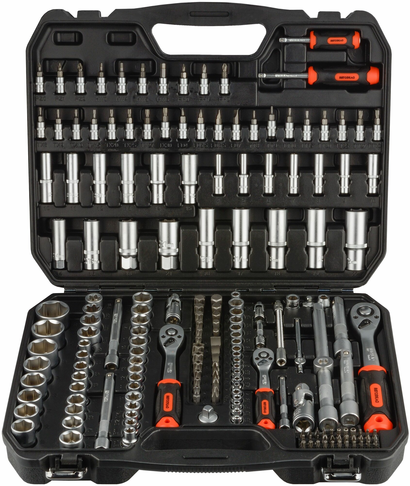 Профессиональный набор инструмента 186пр. 1/2"DR 3/8"DR 1/4"DR 6PT АвтоDело 39886