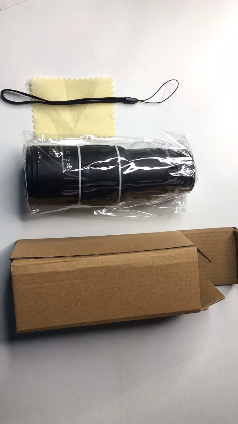 16x52 Бинокль с резиновым корпусом и картонной коробкой, 16-кратное увеличение, объектив 52 мм