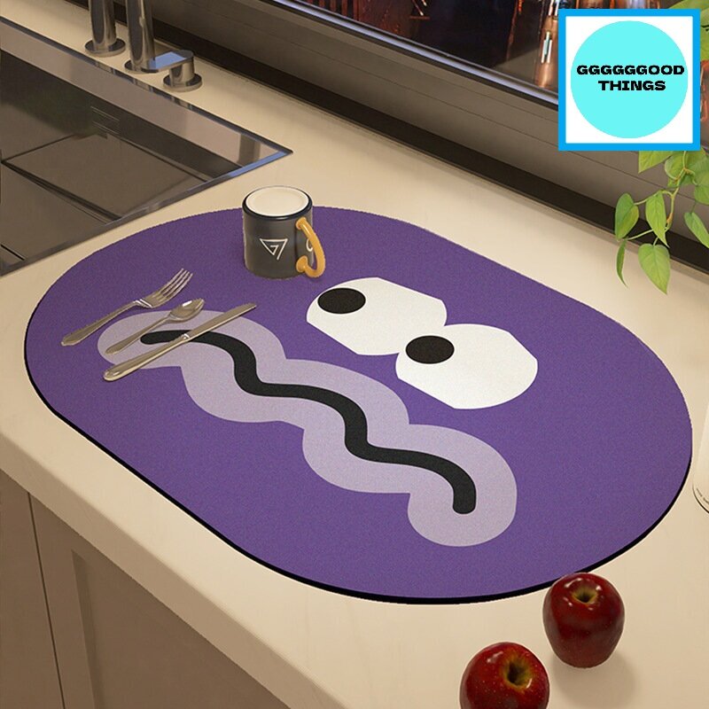 Коврик для слива из мультяшного диатомита, впитывающий коврик для кухонного стола, коврик для слива на кухонной столешнице, коврик для слива на барной стойке