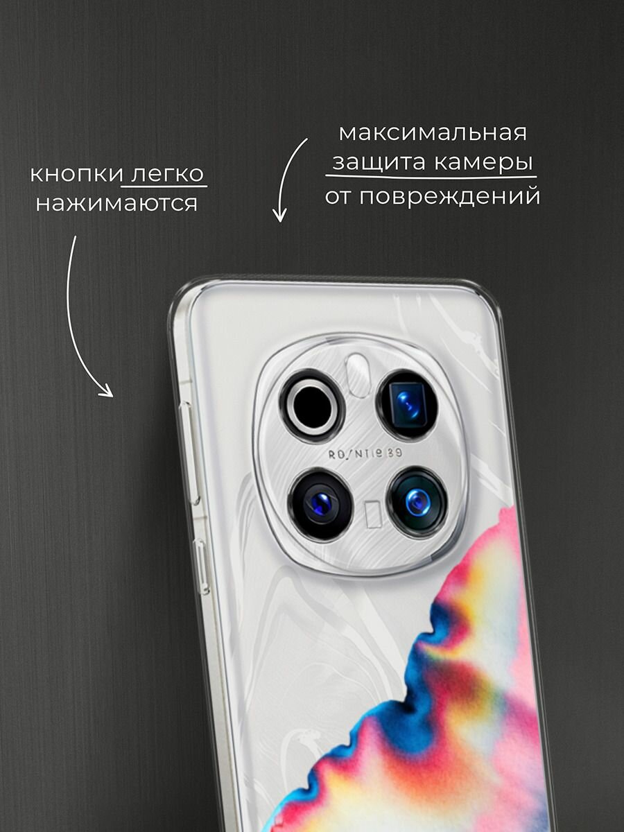 Чехол на Honor Magic 7 Pro / Хонор Мэджик 7 Про с принтом Розовая акварель, прозрачный — фото 1