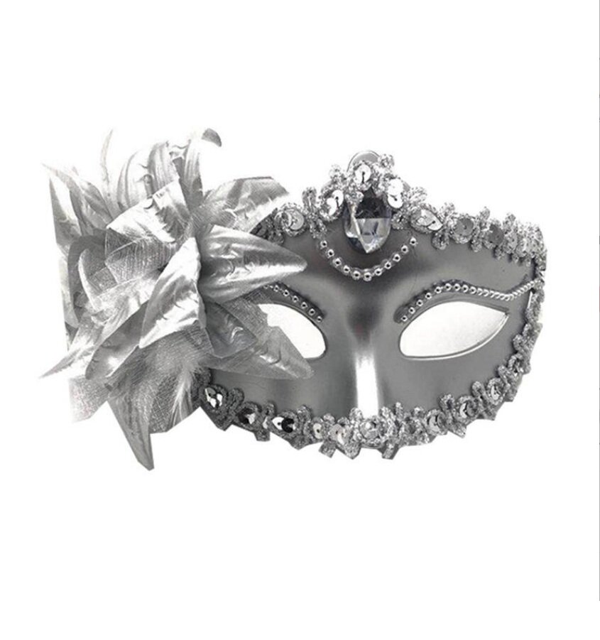 Карнавальная маска глянцевая с бантом, цвет Серебристый, пластик