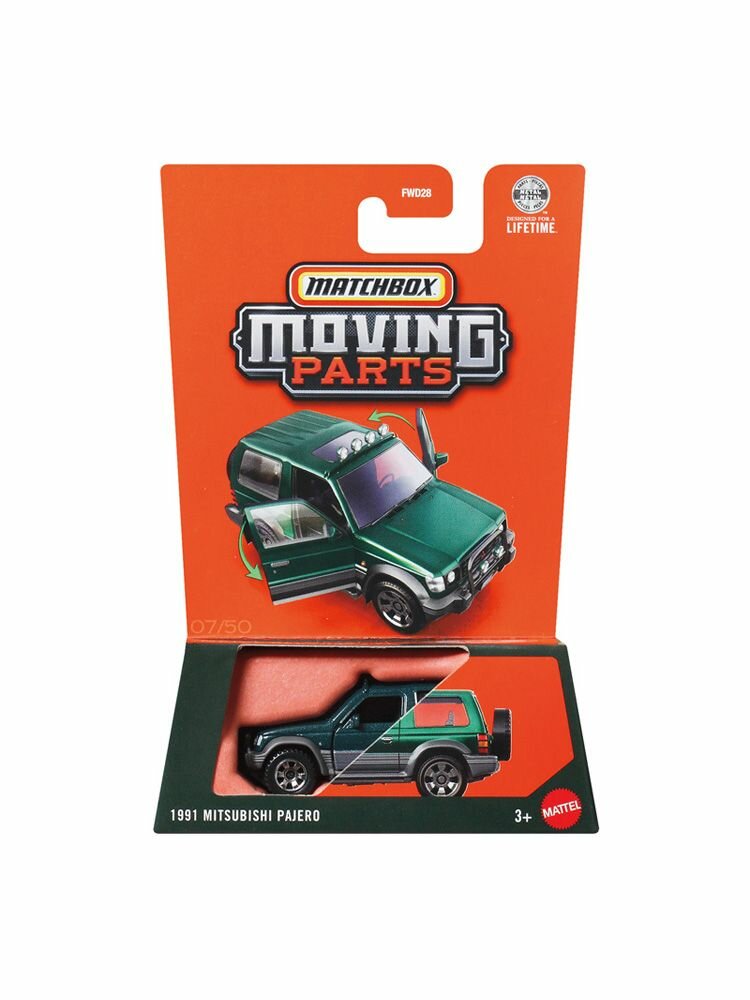 Машинка Matchbox 2026 FWD28 Moving Parts 1/64 Diecast Scale Model Car 1991 Mitsubishi Pajero