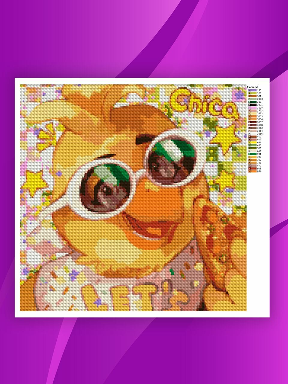 Алмазная мозаика без подрамника - вышивка - FNAF Chica 40 х 40 см