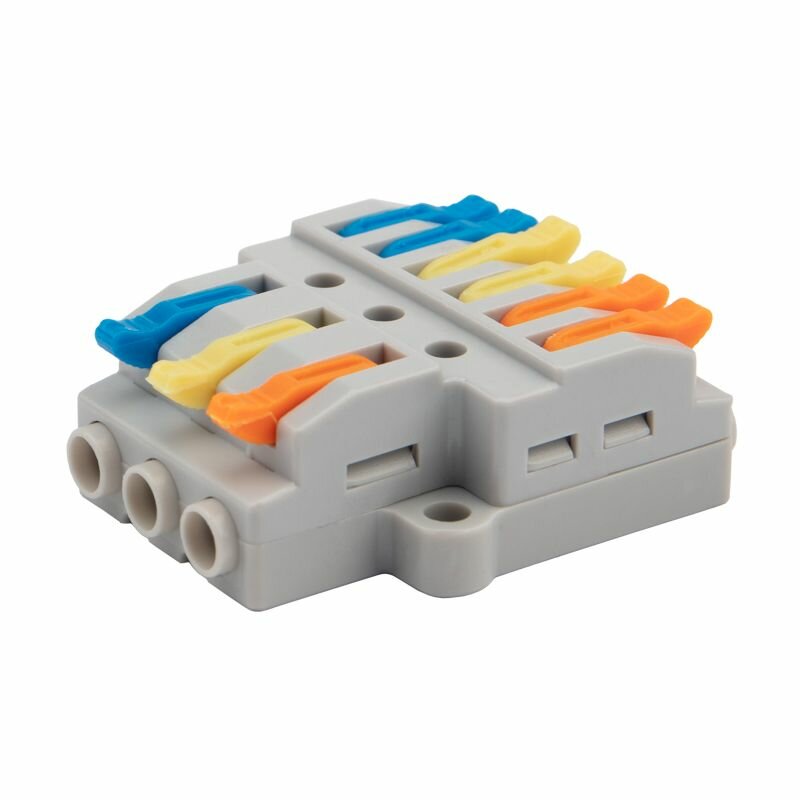 Клемма СМК 3х2 проходная разветвительная 3 полюса, с монтажной площадкой (1 ввод, 2 вывода на полюс) REXANT